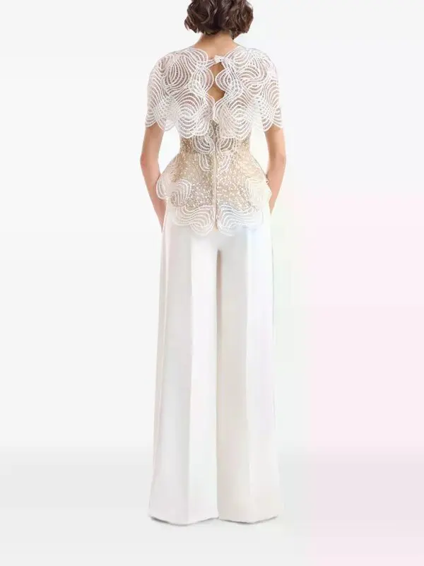 GEMY MAALOUF Embroidered Scalloped-edge Bolero