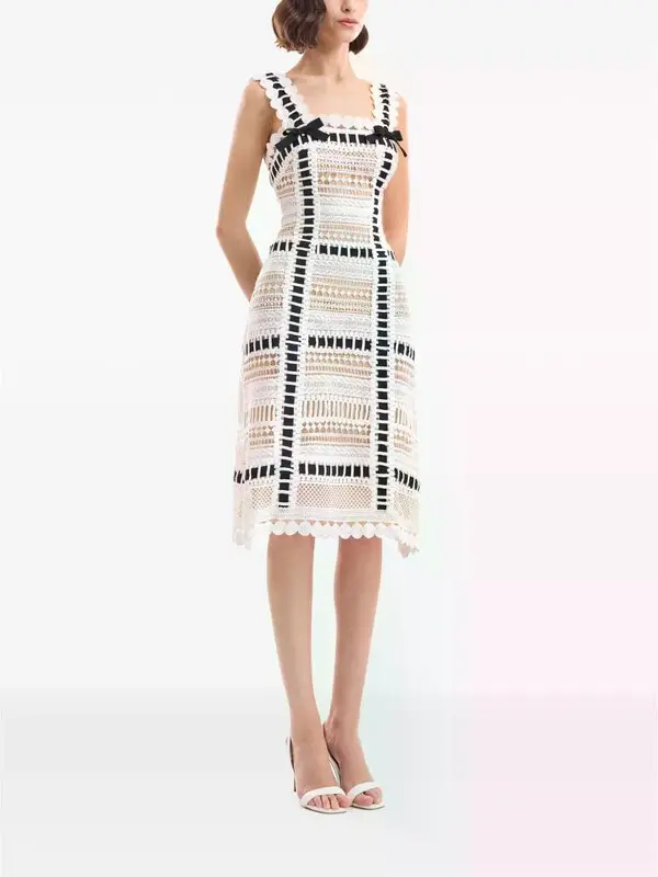 GEMY MAALOUF Ribbon-detail Guipure-lace Dress - White
