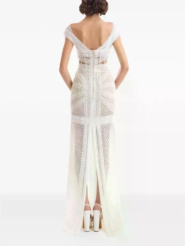 GEMY MAALOUF Geometric-lace Off-shoulder Dress