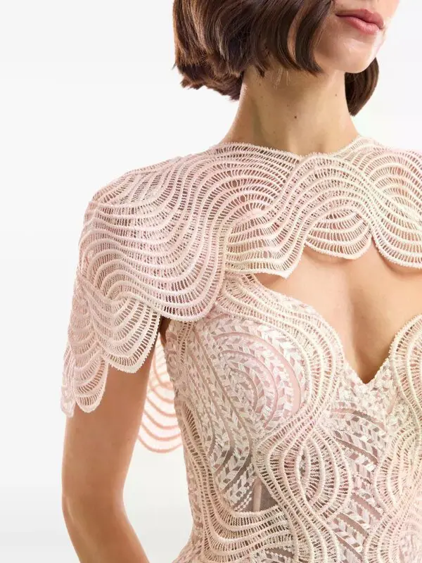 GEMY MAALOUF Embroidered Scalloped Bolero