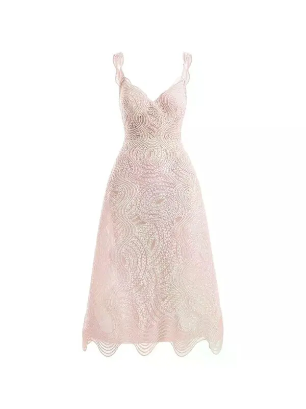 GEMY MAALOUF Embroidered Cage-effect Dress - Pink