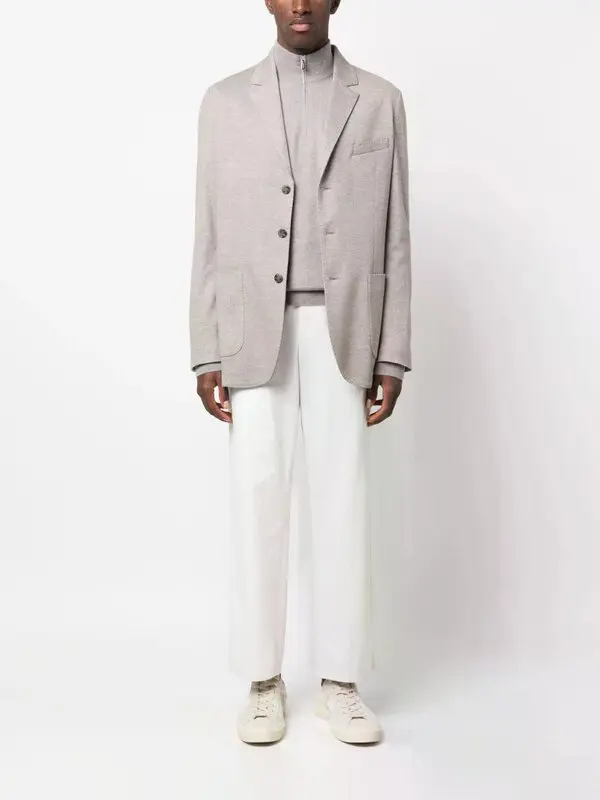 MANDELLI Single-breasted Notched-lapels Blazer - Neutrals