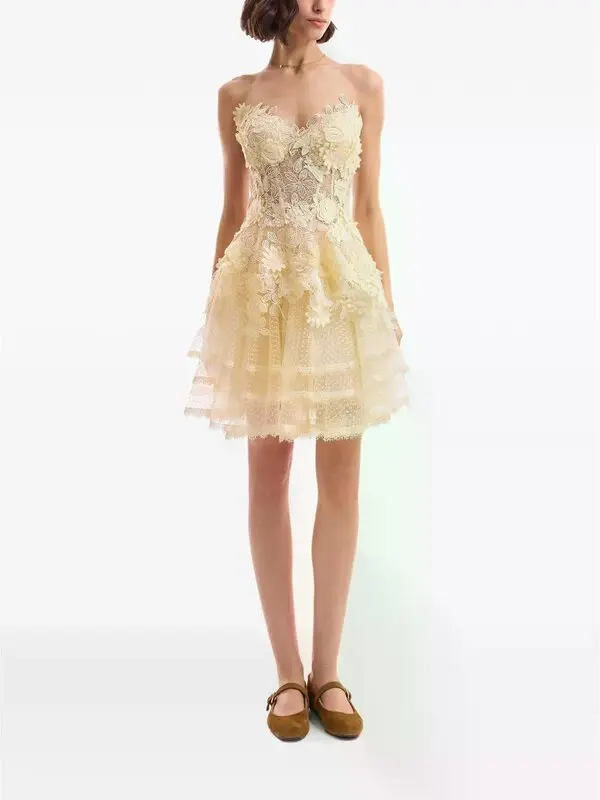 GEMY MAALOUF Layered Lace-trimmed Skirt