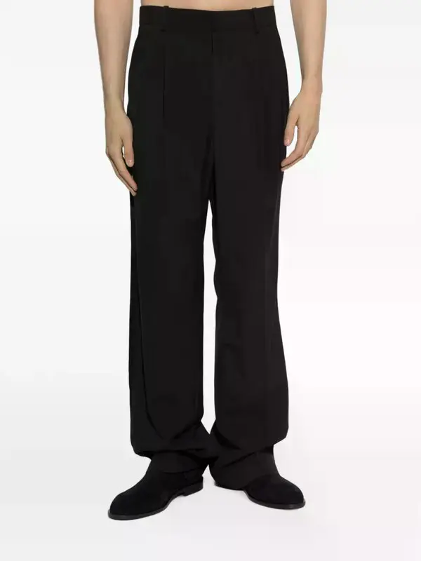 Balmain Pleated Wide-leg Wool Trousers - Black