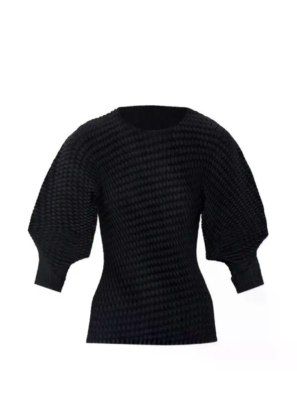 Issey Miyake Sleek Pleats Puff-sleeve Blouse