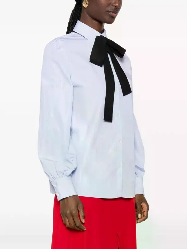 Valentino Garavani Bow-detail Pinstriped Shirt - Blue