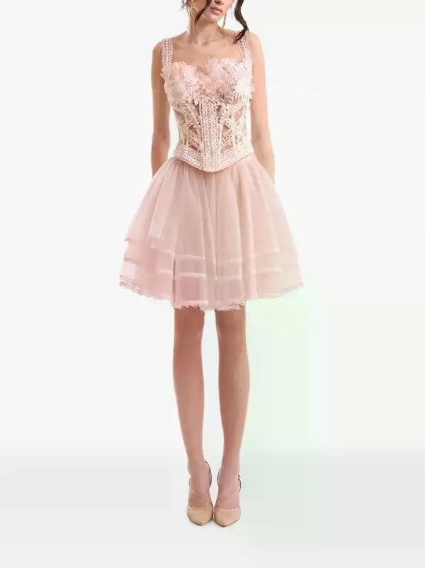 GEMY MAALOUF Lace-trimmed Tiered Short Skirt