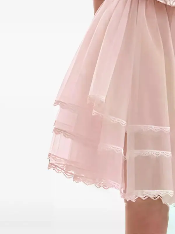 GEMY MAALOUF Lace-trimmed Tiered Short Skirt