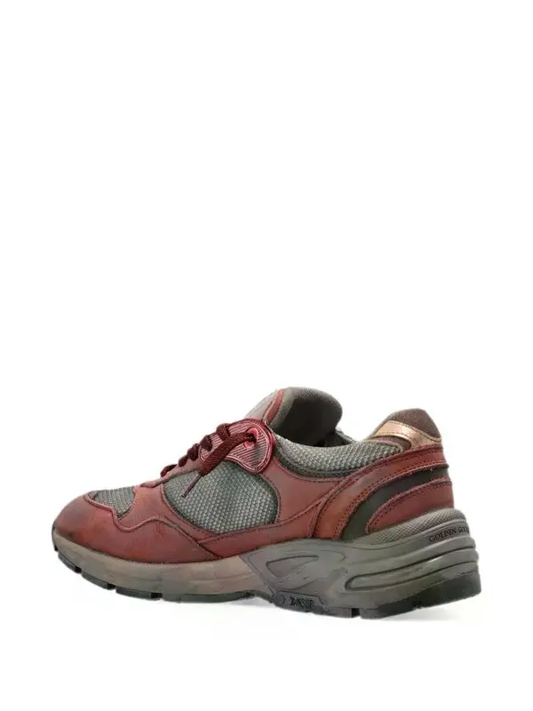 GOLDEN GOOSE Burgundy Leather Distressed Running Dad Sneakers