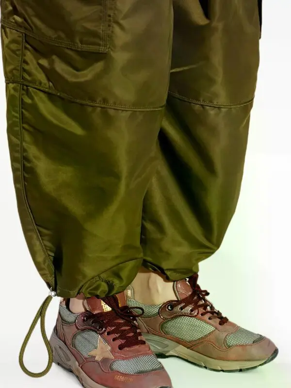 GOLDEN GOOSE Burgundy Leather Distressed Running Dad Sneakers