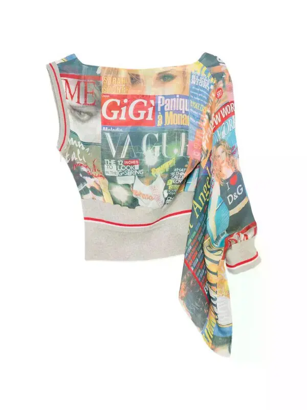 Dolce & Gabbana 2000s Newsprint-print One-shoulder Top