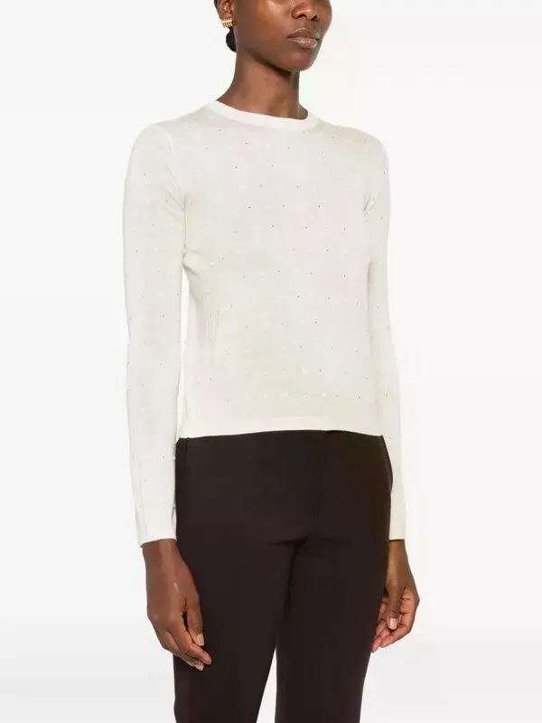 Max Mara Crystal-embellished Polka-dot Long-sleeve T-shirt