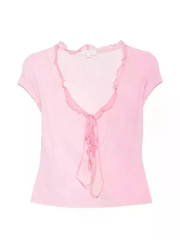 Roberto Cavalli 2000s Ruffled-collar T-shirt