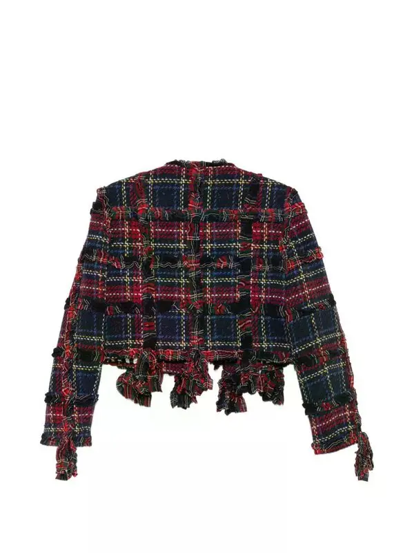 Moschino 2000s Ruffled Checked Wool Jacket - Red
