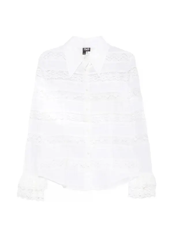 Dolce & Gabbana 2000s Lace-trim Long-sleeve Shirt