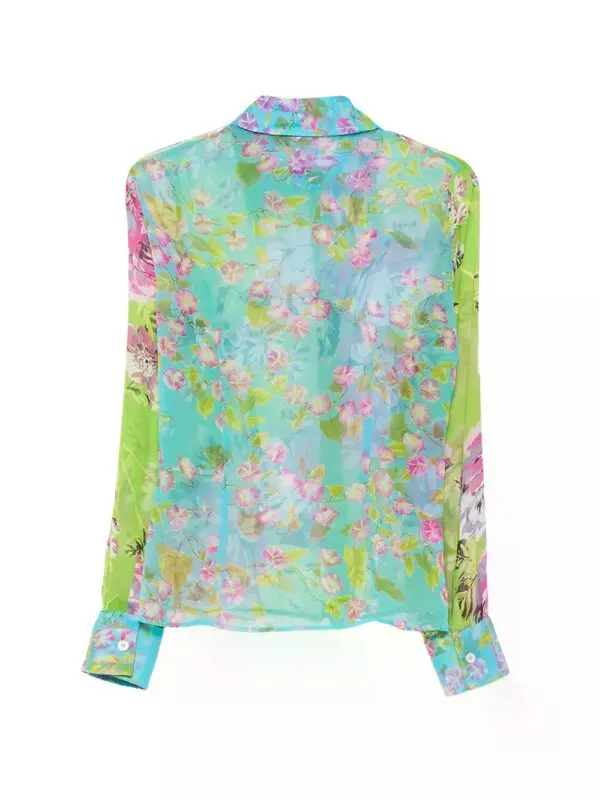 Dolce & Gabbana 2000s Floral Print Sheer Button-up Shirt