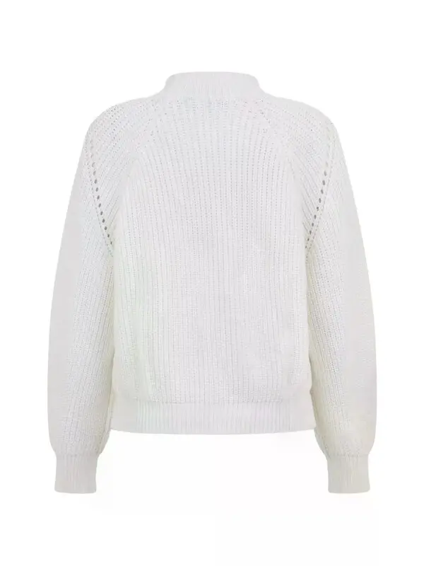 MOORER Pointelle-knit High-neck Sweater - White