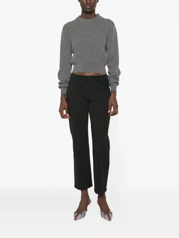 Malo Ribbed Knit Cropped Sweater - Grey