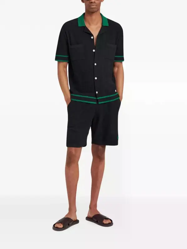 CHE Armando Contrast-trim Towelling Shirt - Black