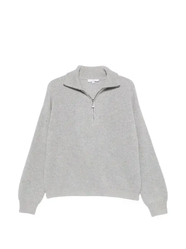 Malo Ribbed-knit Half-zip Sweater - Grey