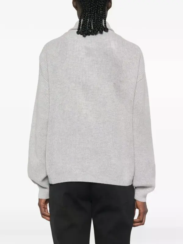 Malo Ribbed Knit Half-zip Sweater - Grey
