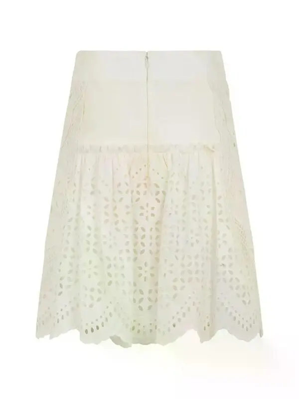 Alberta Ferretti Broderie-anglaise Wavy-hem Midi Skirt