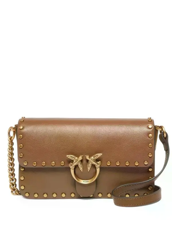 Pinko Love Birds Studded Shoulder Bag - Brown
