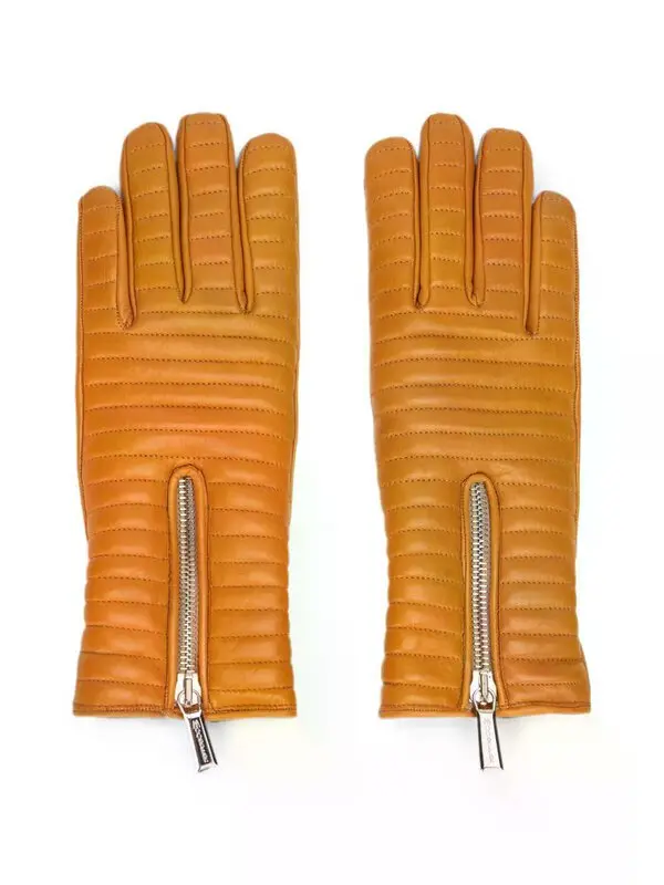MOORER Quilted Zip-fastening Gloves - Neutrals