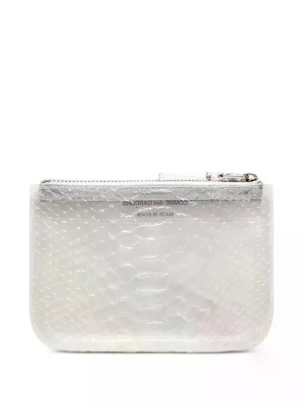 Comme Des Garçons Snakeskin-effect Zipped Wallet - White