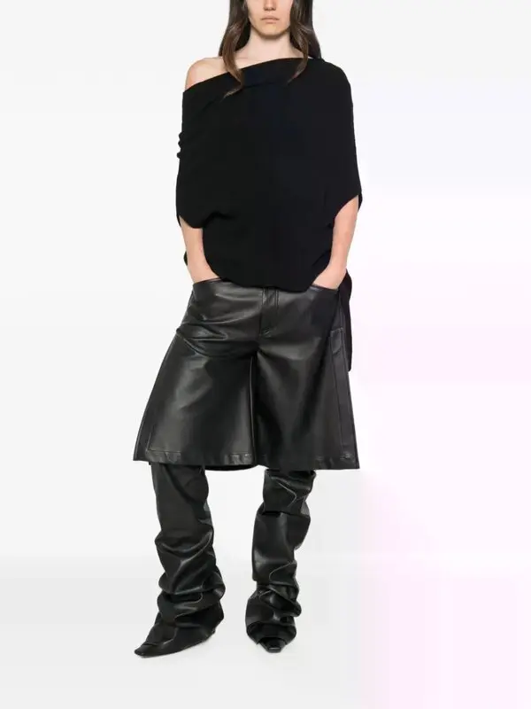 Rick Owens Off-shoulder Asymmetric Hem Sweater - Black