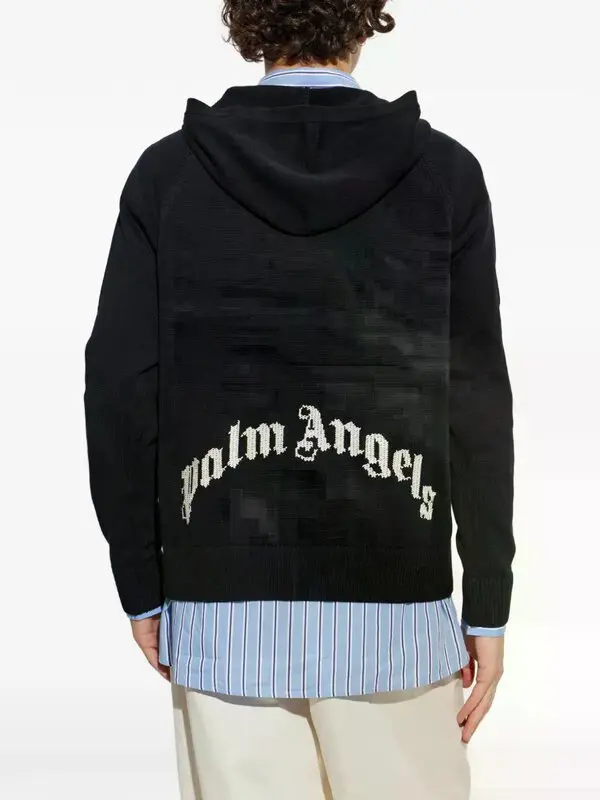 Palm Angels Logo-print Knitted Cotton Hoodie