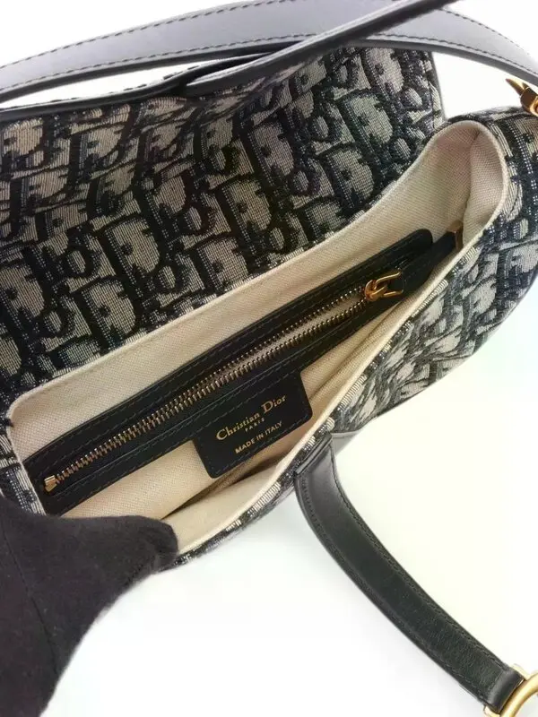 Dior Saddle Oblique Jacquard Tote Bag - Black