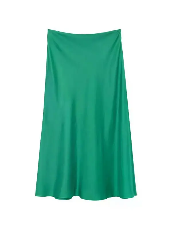Alberta Ferretti Satin Flared Midi Skirt - Green