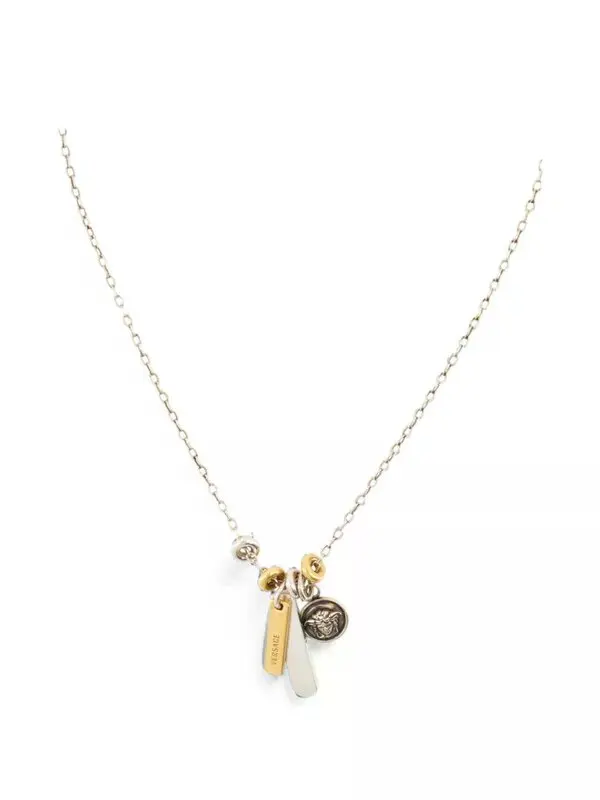 Versace Logo Tag Charm Necklace