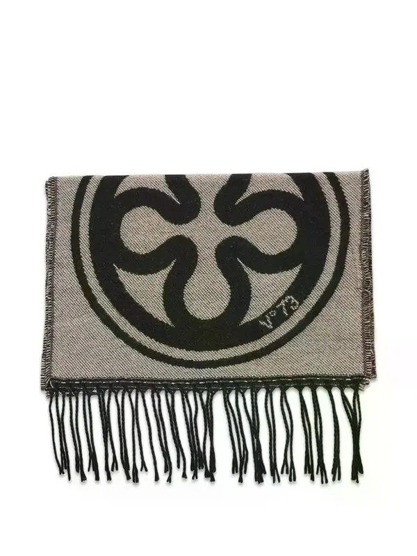 V°73 Logo-print Frayed Scarf - Black