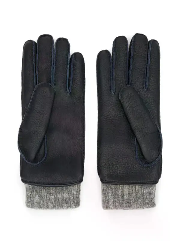 MOORER Ribbed-knit Panelled Gloves