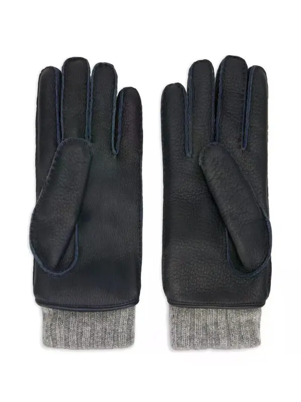 MOORER Ribbed-knit Panelled Gloves