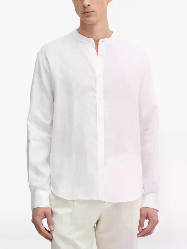 TRUSSARDI Mandarin-collar Long-sleeve Shirt - White