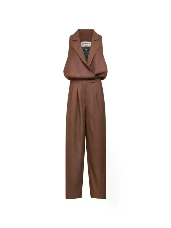 BATAKOVIC Rasty Wrap-front Sleeveless Jumpsuit - Brown