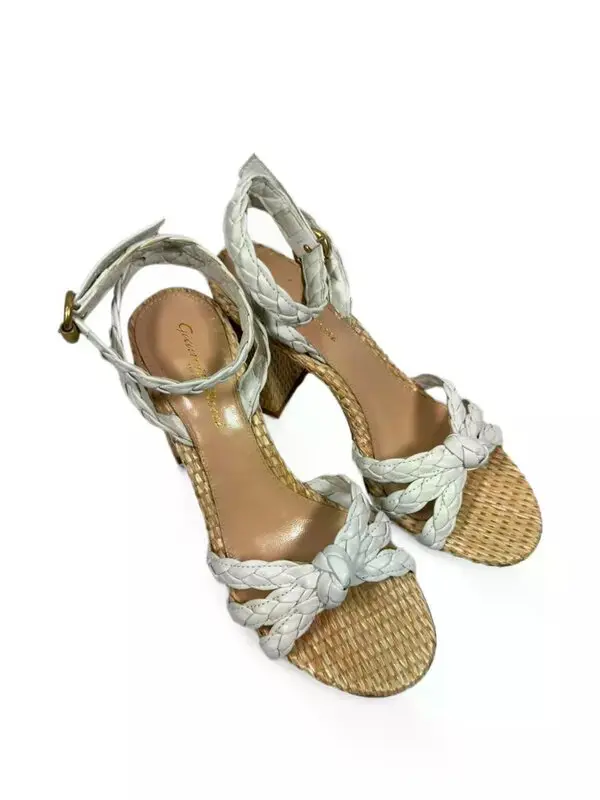 GIANVITO ROSSI Braided Raffia Detail Sandals