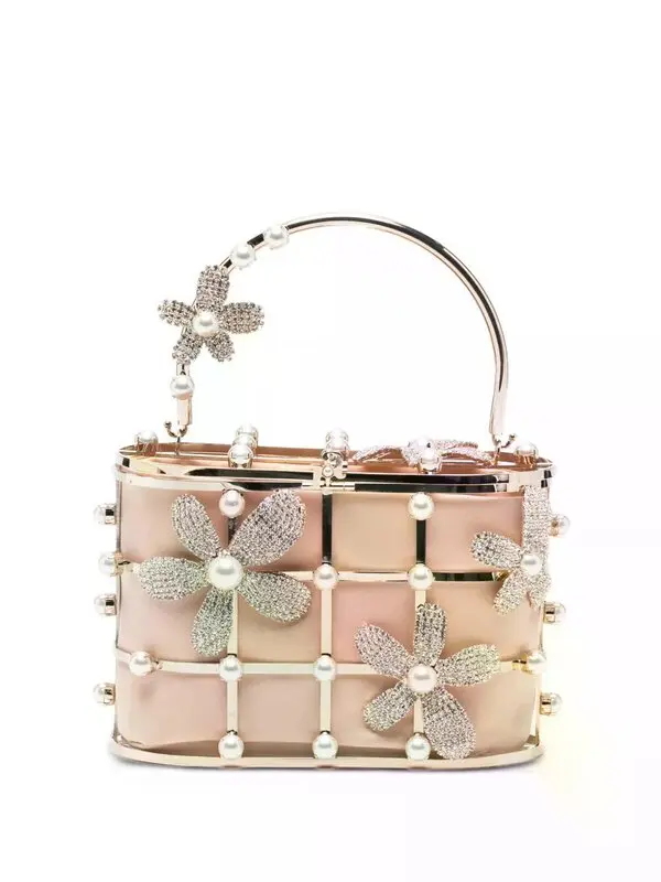 Rosantica Holli Delia Crystal-embellished Floral-motif Tote Bag - Gold