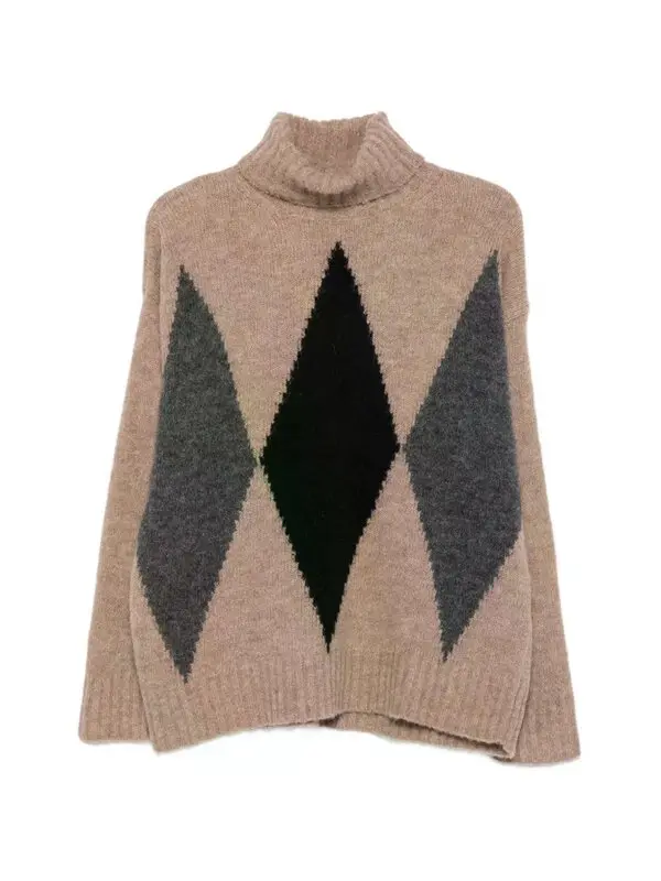 JUCCA Argyle Roll-neck Sweater - Neutrals