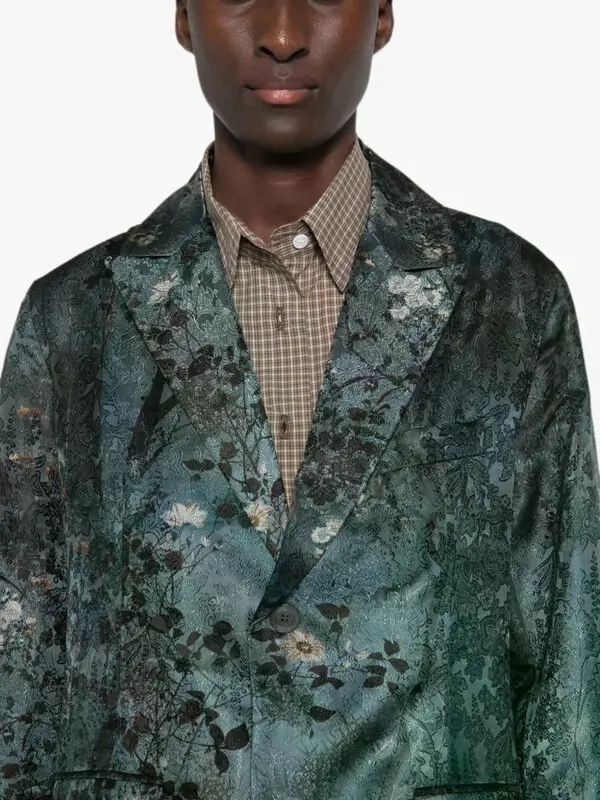 PIERRE-LOUIS MASCIA Floral Print Single-breasted Coat