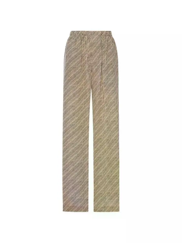Balenciaga All-over Logo-print Silk Trousers - Neutrals