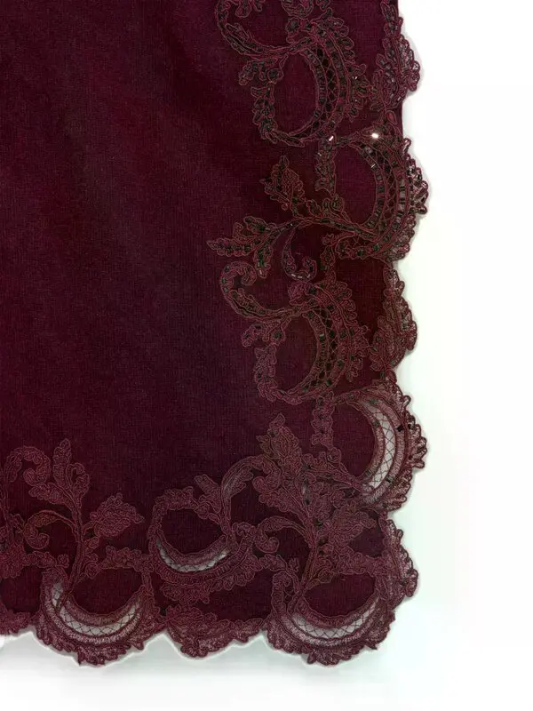 Ermanno Scervino Lace-trim Bead-embellished Scarf