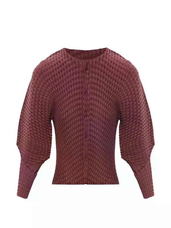 Issey Miyake Sleek Pleats Pleated Puff-sleeve Cardigan - Red