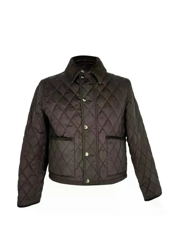 Burberry Cropped Quilted Jacket With Corduroy Collar - Brown