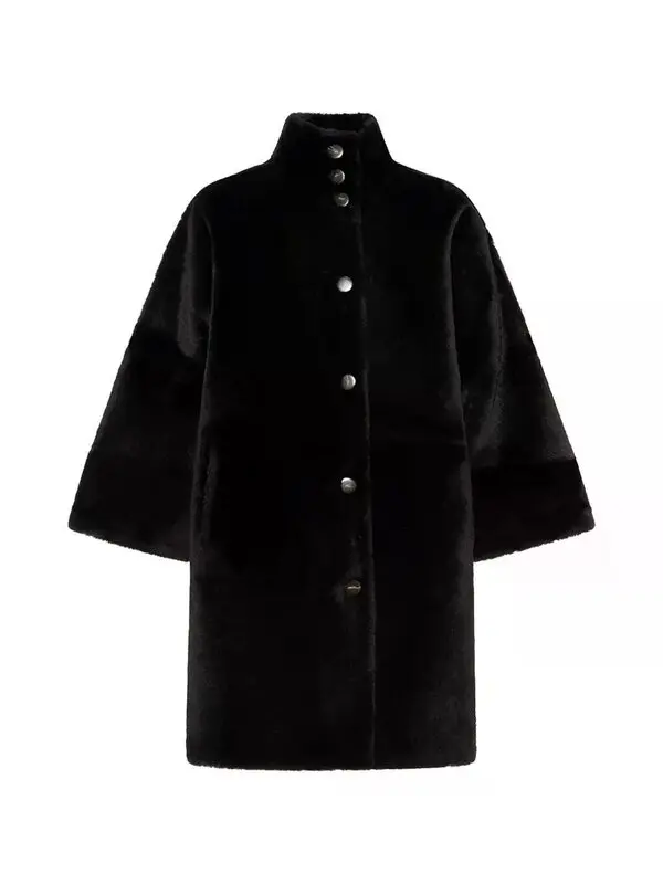 YVES SALOMON Oversized Shearling Coat - Black