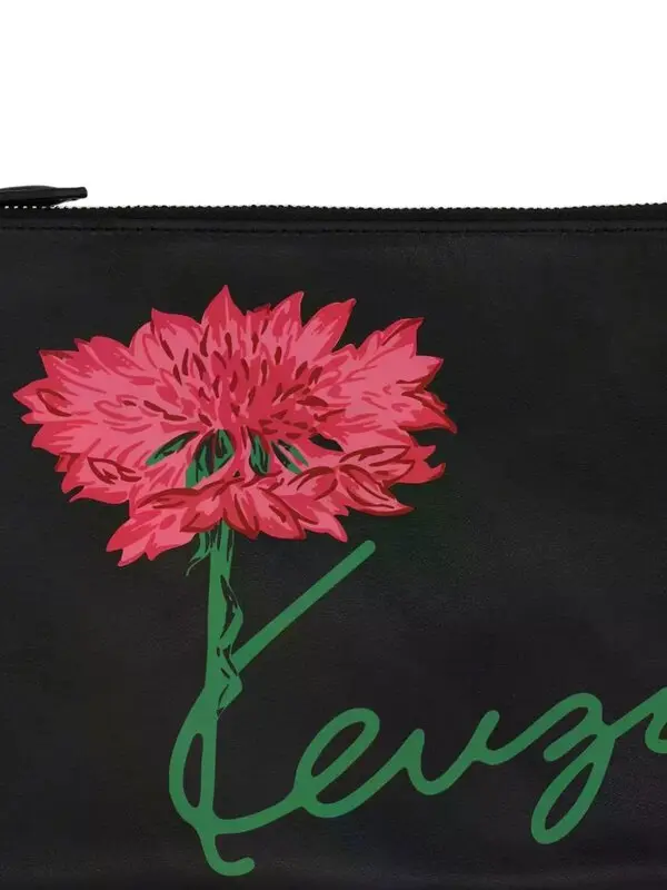 Kenzo Tulip Print Leather Clutch Bag - Black
