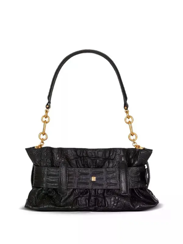 Balmain Anthem Mini Crocodile-effect Shoulder Bag